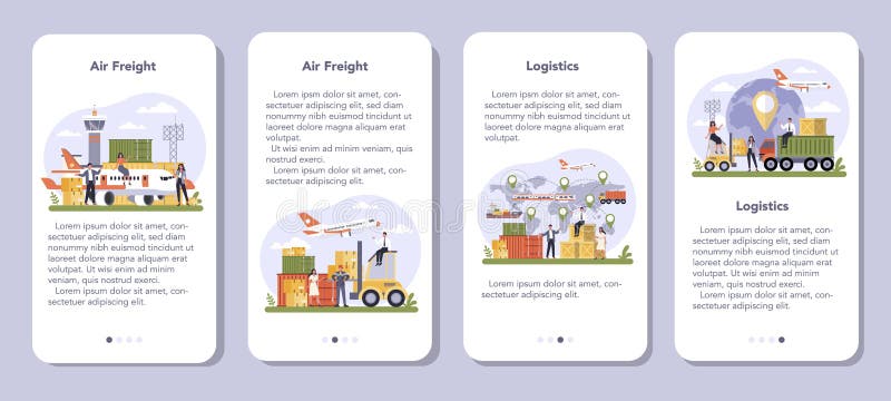 Air Freight and Logistic Industry Mobile Application Banner Set. Cargo ...