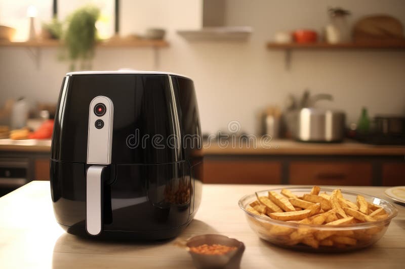 Air Fryer Machine Cooking Potato Fried in the Kitchen Stock ...
