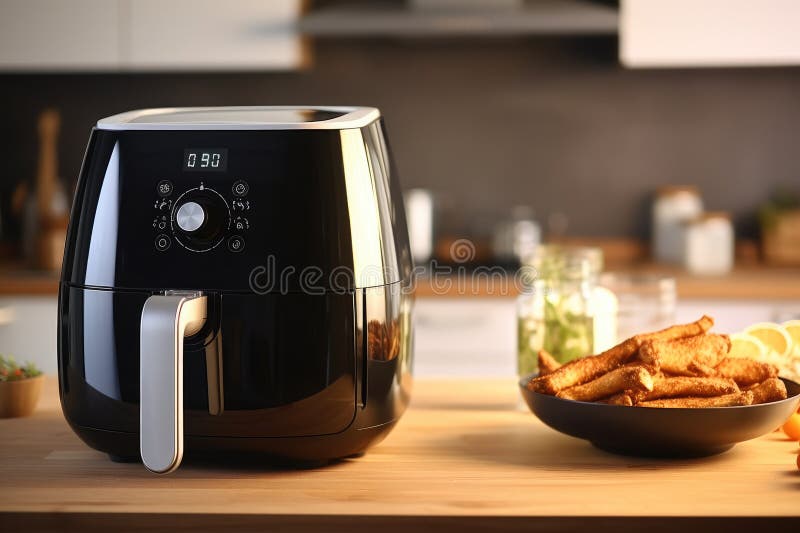 Air Fryer Machine Cooking Potato Fried in the Kitchen Stock ...