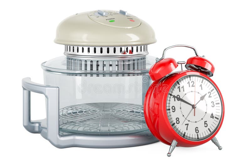 Air Fryer Oven with Alarm Clock, 3D Rendering Stock Illustration ...