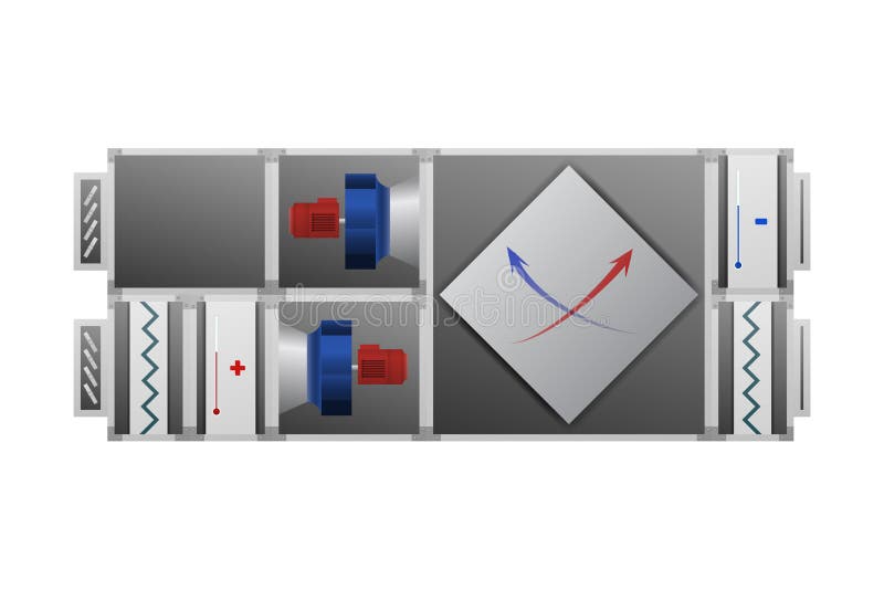 Air Handler with Recuperator. Stock Vector - Illustration of packaged ...