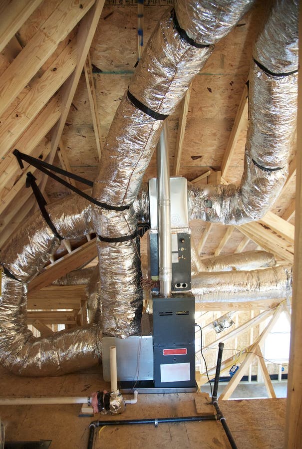 Air Handler Unit in a Suburban Home Under Construction Stock Image ...