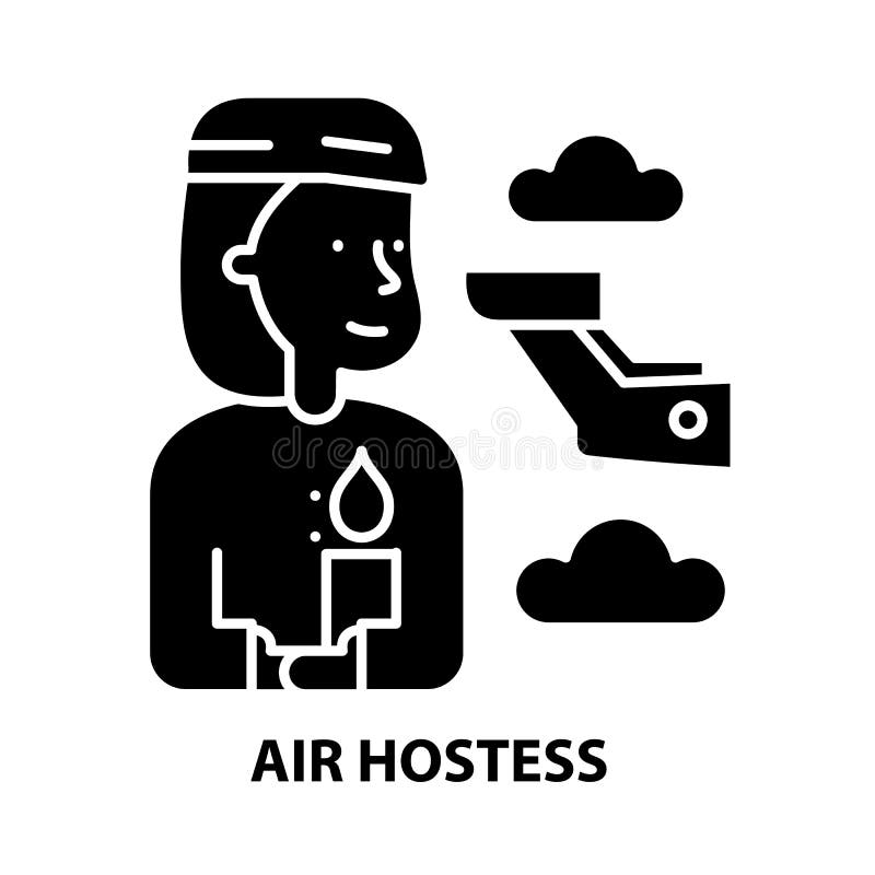 Air Hostess Icon, Black Vector Sign with Editable Strokes, Concept ...
