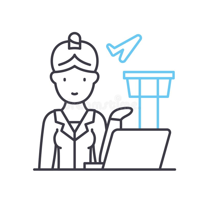 Air Hostess Line Icon, Outline Symbol, Vector Illustration, Concept ...