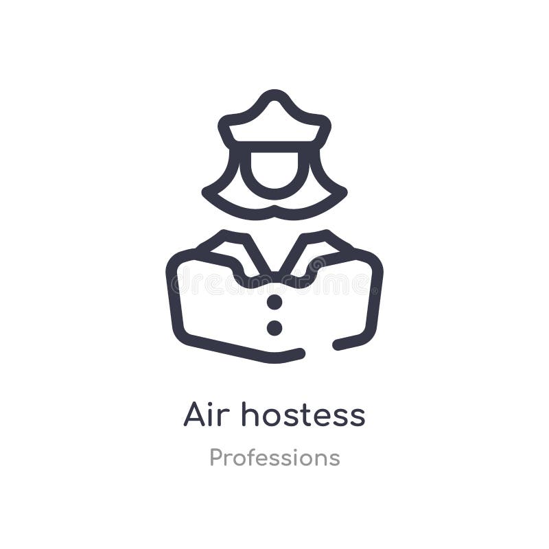Air Hostess Outline Vector Icon. Thin Line Black Air Hostess Icon, Flat ...