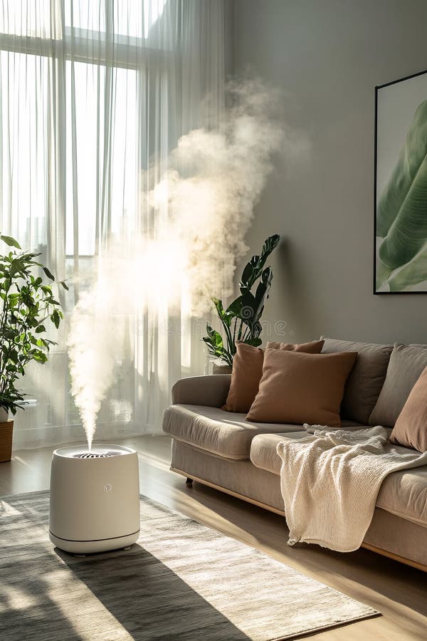 Air Humidifier on Floor in Modern Living Room Stock Illustration ...