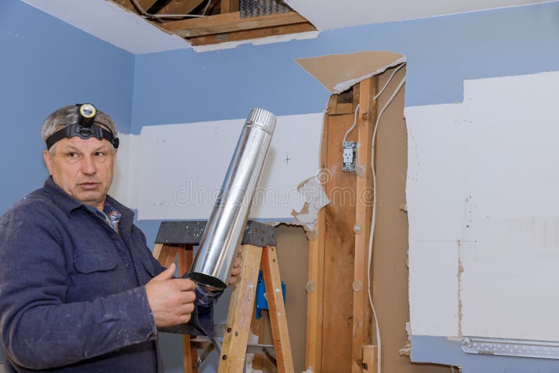 Air Hvac System Installation Under Inside Ceiling before Interior ...