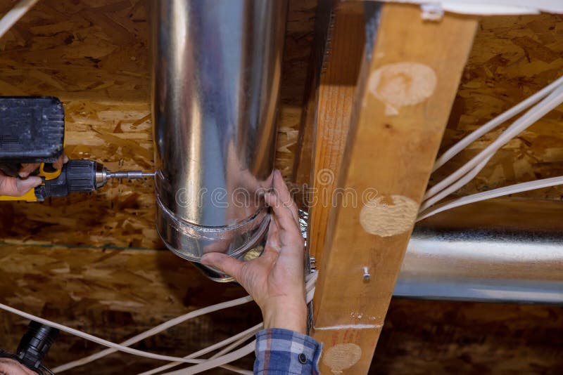 Air Hvac System Installation Under Inside Ceiling before Interior ...