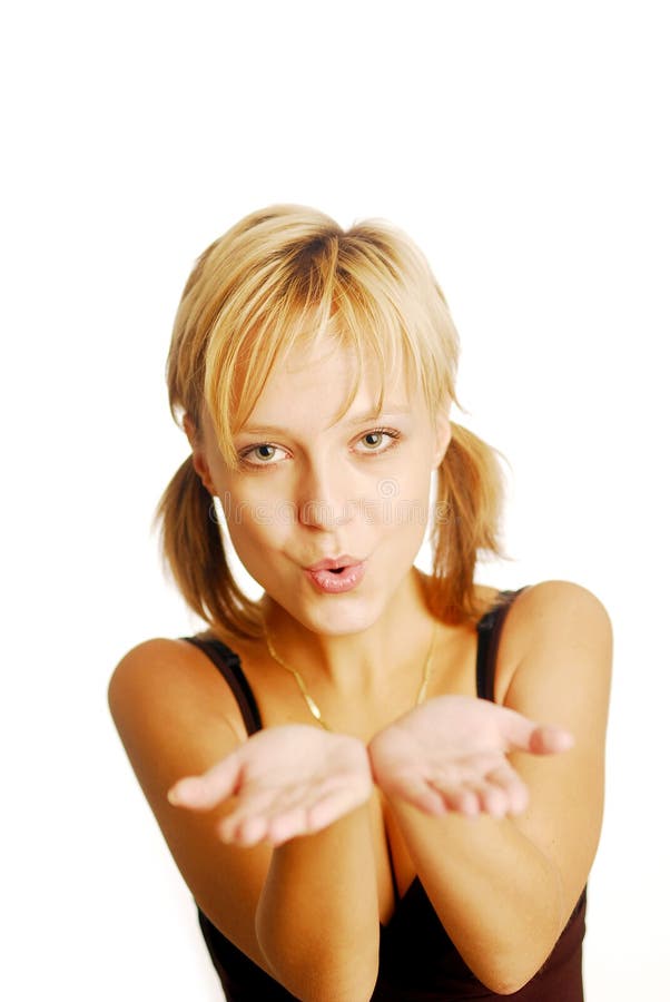 Air kiss stock image. Image of young, miss, blond, portrait - 5022337