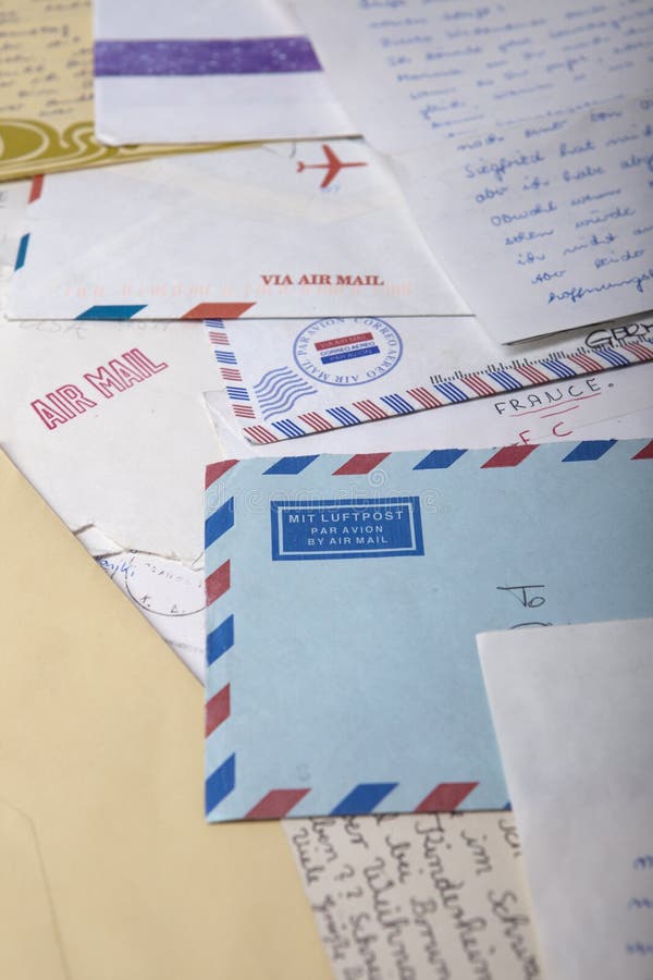 Air Mail Envelopes with Old Handwritten Letters Stock Photo - Image of ...