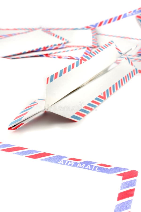 Air Mail Envelopes with Paper Plane Stock Image - Image of ...
