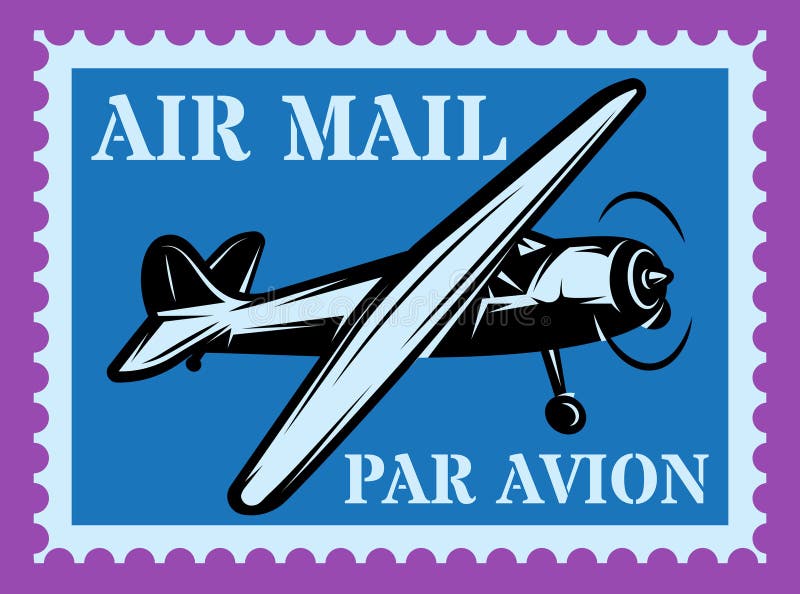 Air Mail Plane. Postage Stamp. Vector Color Template Stock Vector ...