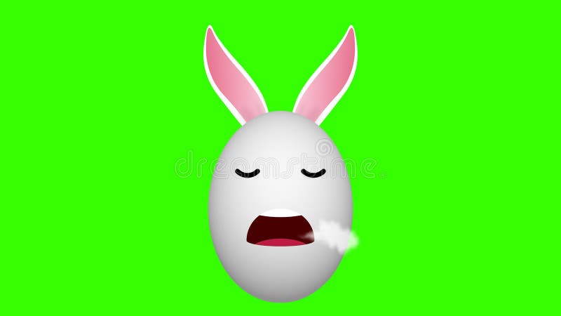 Air Out from Mouth Expression Easter Bunny Egg on Green Screen Stock ...