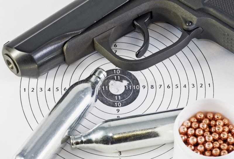 Air Pistol and Spare Parts for Weapons Stock Image - Image of metal ...