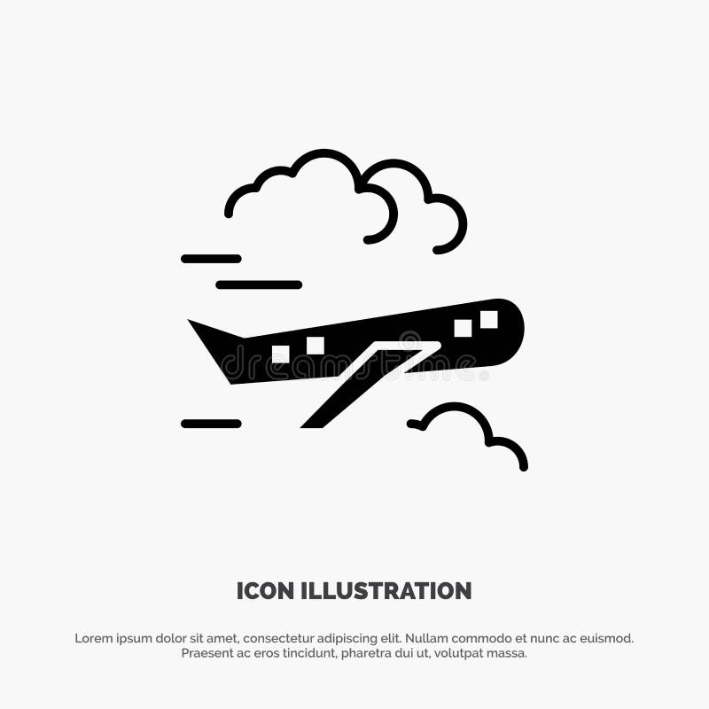 Air, Plane, Airplane, Fly Solid Black Glyph Icon Stock Vector ...