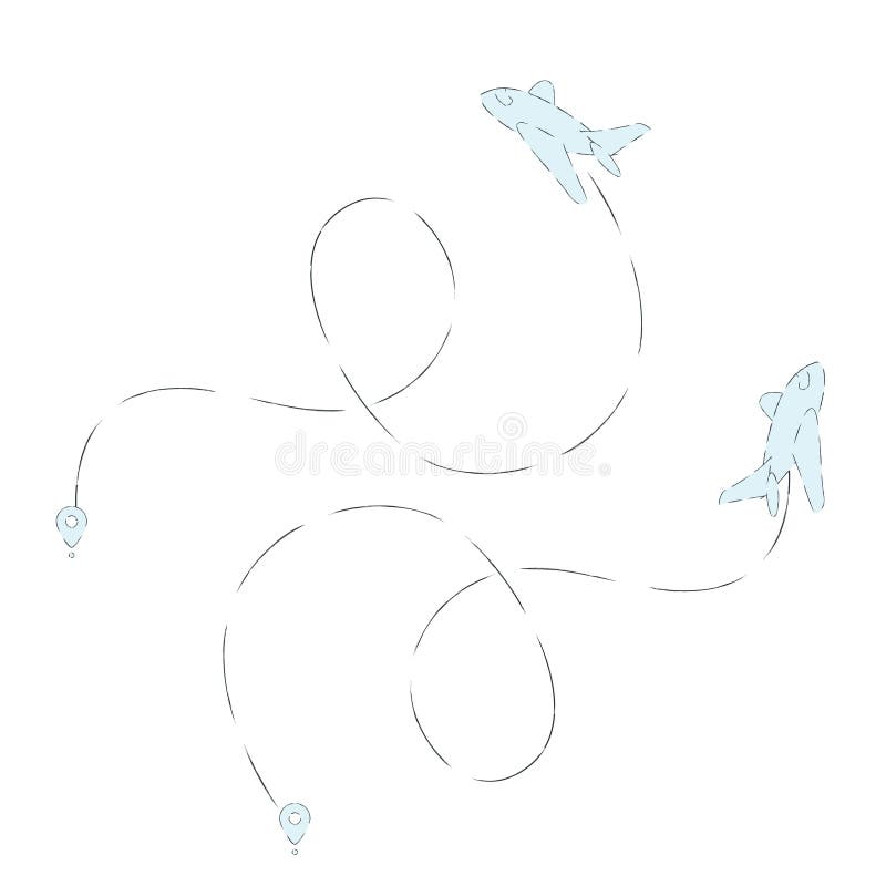 Air plane flight route stock illustration. Illustration of continuous ...