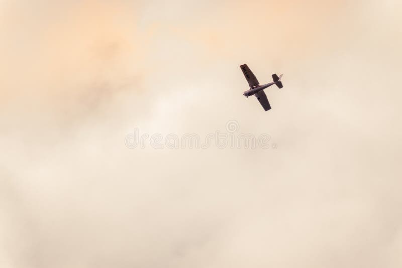 Air Plane Fly High in the Evening Sky Stock Image - Image of outdoor ...