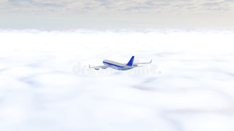 The Air Plane is Flying in Cloudy Sky. Passenger Flight. 3d Render ...