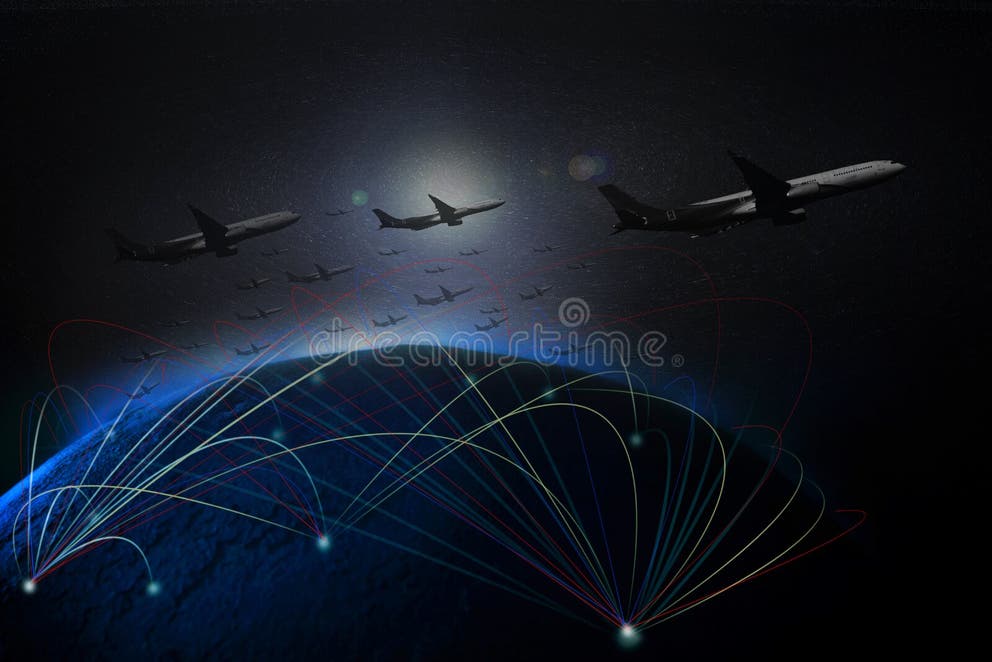 Air Plane Flying Over Earth Space Stock Image - Image of fuel, flying ...