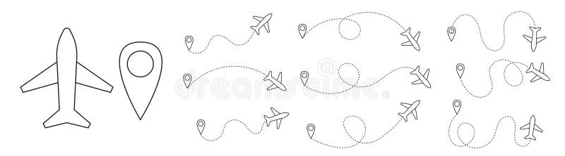 Air Plane Route Dash Line Trace Track Flight Stock Vector ...