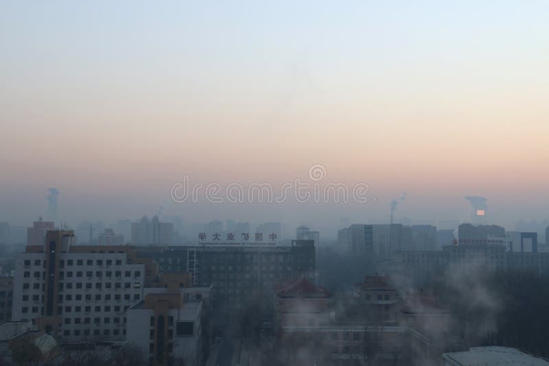 Air pollution in Beijing editorial stock image. Image of pollution ...