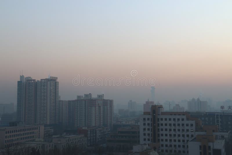Air pollution in Beijing editorial stock image. Image of pollution ...