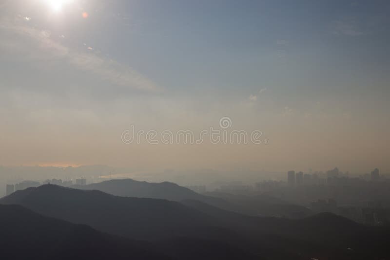 Poor Visibility Due To Air Pollution in the City Stock Photo - Image of ...