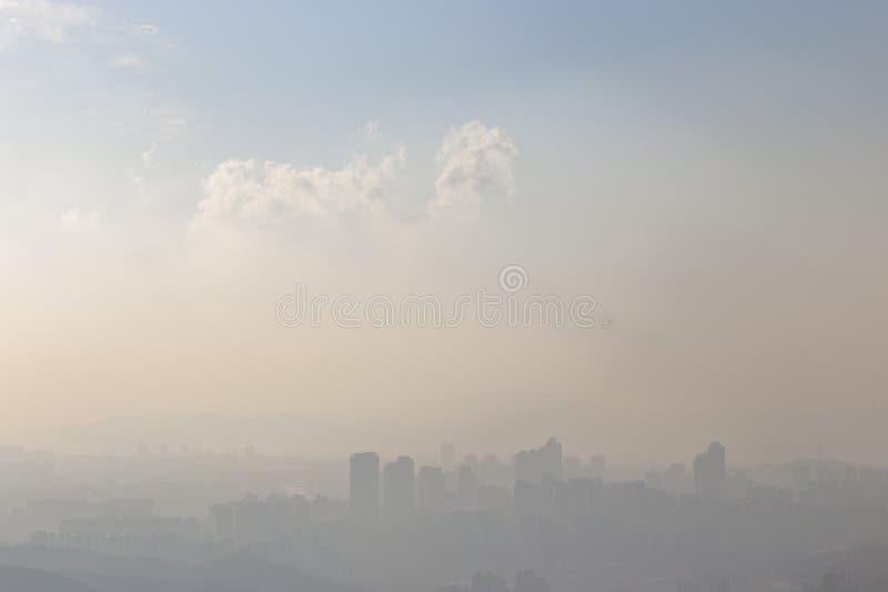 Poor Visibility Due To Air Pollution in the City Stock Image - Image of ...