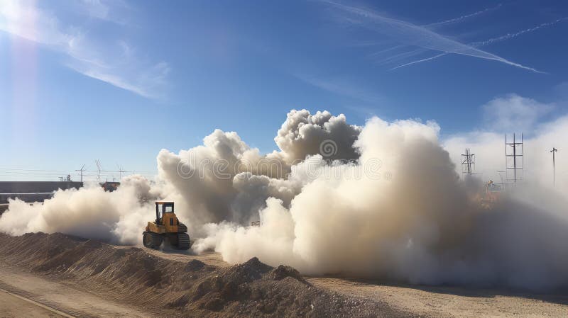 Air Pollution from Construction Site with Dust and Debris in Air Stock ...