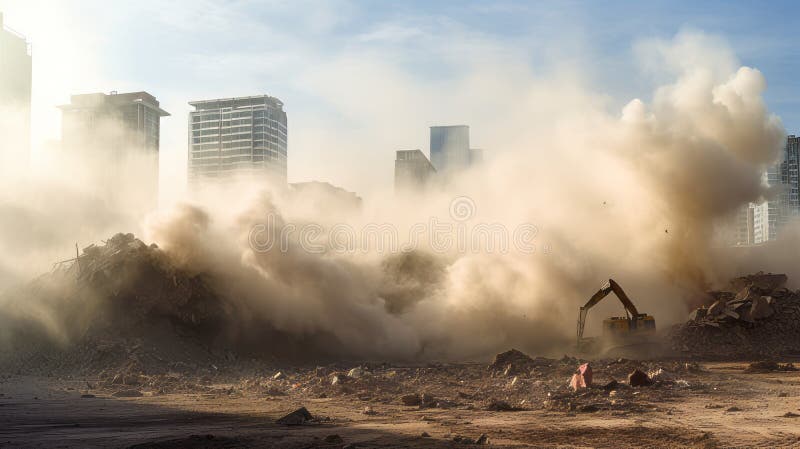 Air Pollution from Construction Site with Dust and Debris Stock ...