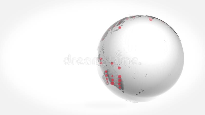 Air Pollution. 3d Render of Abstract Globe Rotating with Multiple Red ...