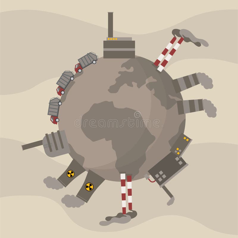 Air Pollution on Gray Earth. Bad Ecology, Environment Vector ...