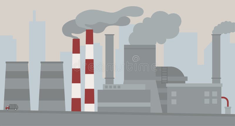 Air Pollution. Industrial Factories with Exhausts. Ecology Problem ...