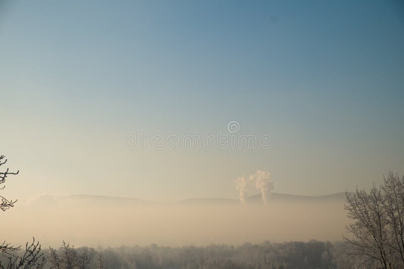 Air Pollution Over the City. Smoke from an Industrial Pipe Stock Image ...