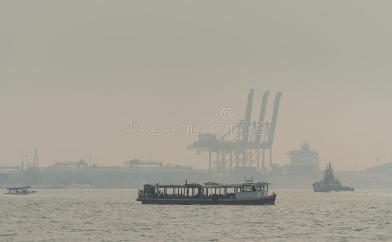 Air Pollution at the Pier. Bad Air Quality Filled with Dust Causes of ...