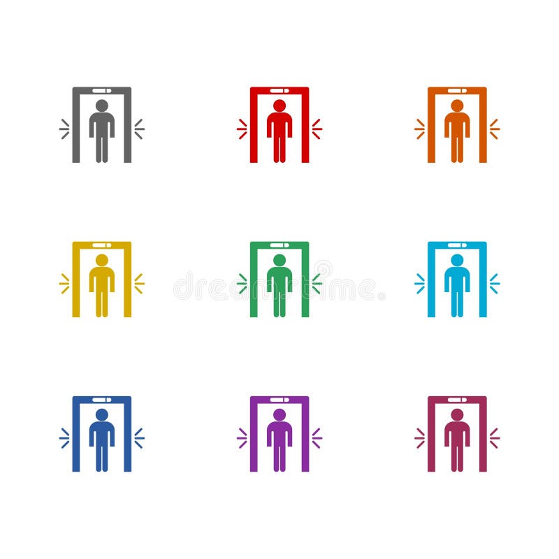 Air Port Security Check Icon Isolated On White Background Set Icons Colorful Stock Vector