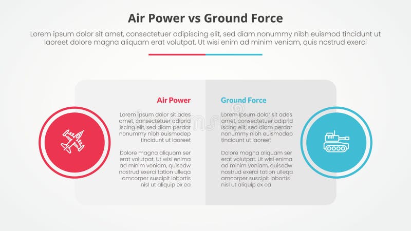Air Power Vs Ground Force Comparison Opposite Infographic Concept for ...