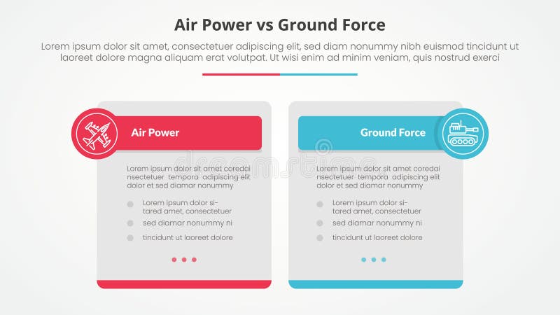 Air Power Vs Ground Force Comparison Opposite Infographic Concept for ...