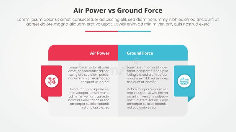Air Power Vs Ground Force Comparison Opposite Infographic Concept for ...