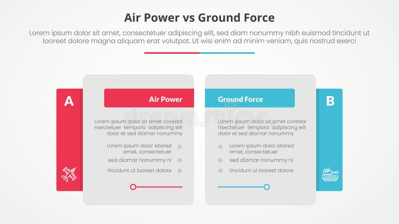 Air Power Vs Ground Force Comparison Opposite Infographic Concept for ...
