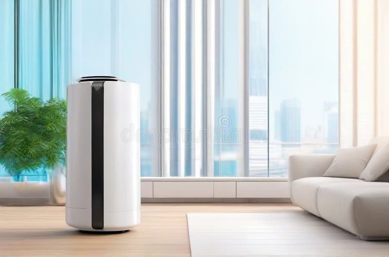 Air Purifier or AC Controller Unit Mockup in a Bright Living Room ...