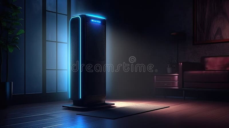 Air Purifier in Dark Room, AI Generated. Stock Illustration ...