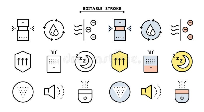 Air Purifier and Humidifier Machine Icon Sets. Editable Stroke. Home ...