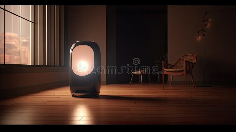 Air Purifier in Dark Room, AI Generated. Stock Illustration ...