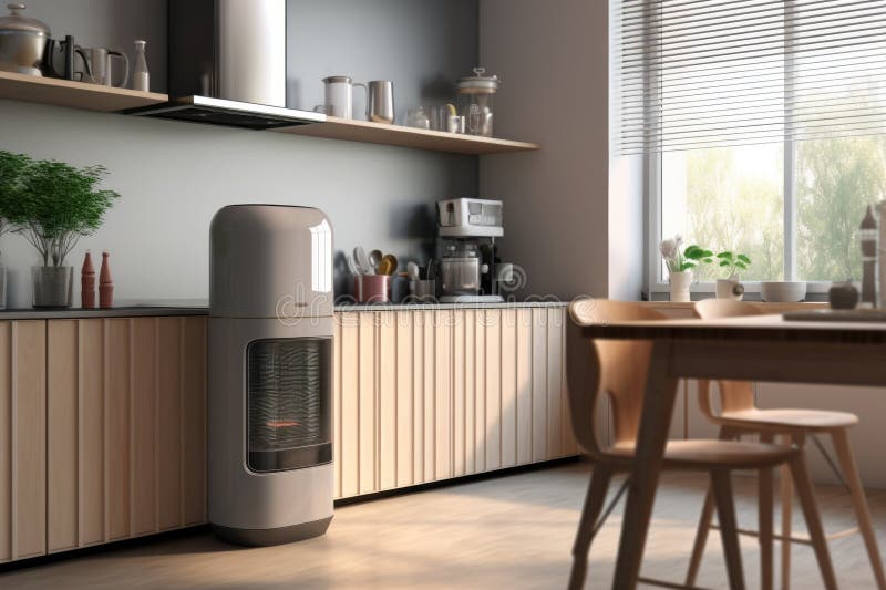 Air Purifier in a Modern Kitchen with Appliances Stock Illustration ...
