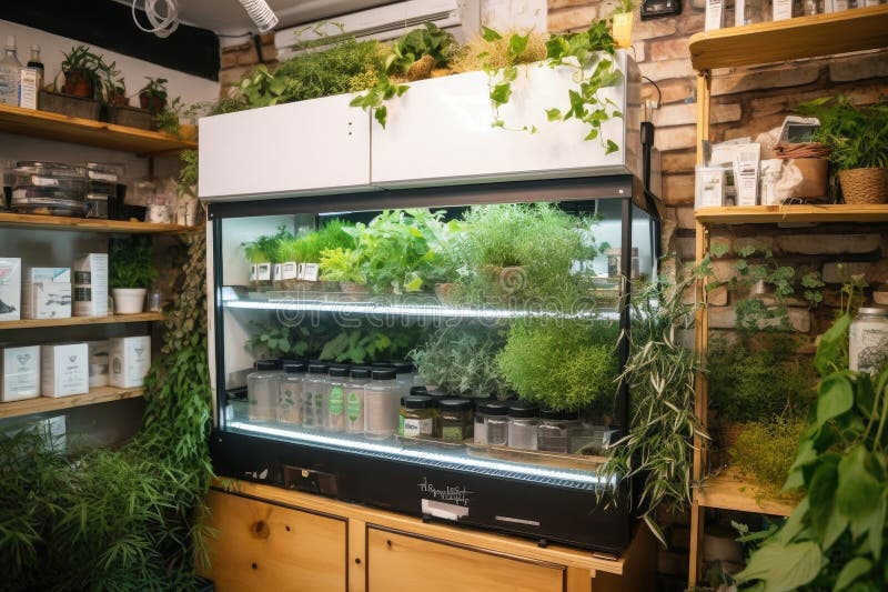 Air Purifier on the Shelf of Natural Pharmacy, with Herbs and Vitamins ...