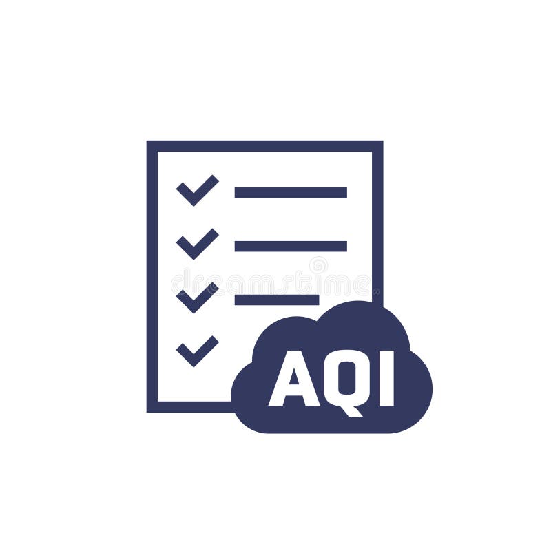 Air Quality Index, AQI Icon with a Checklist Stock Vector ...