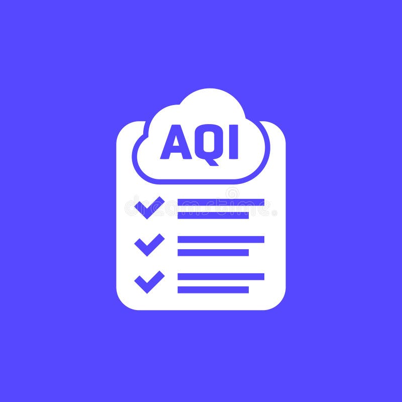 Air Quality Index, AQI Icon with a Checklist Stock Vector ...
