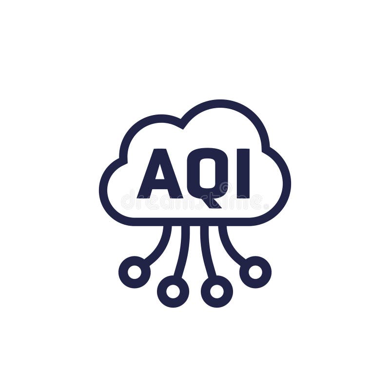 Air Quality Index Pictogram, Outline Icon. Black AQI Symbol Stock ...