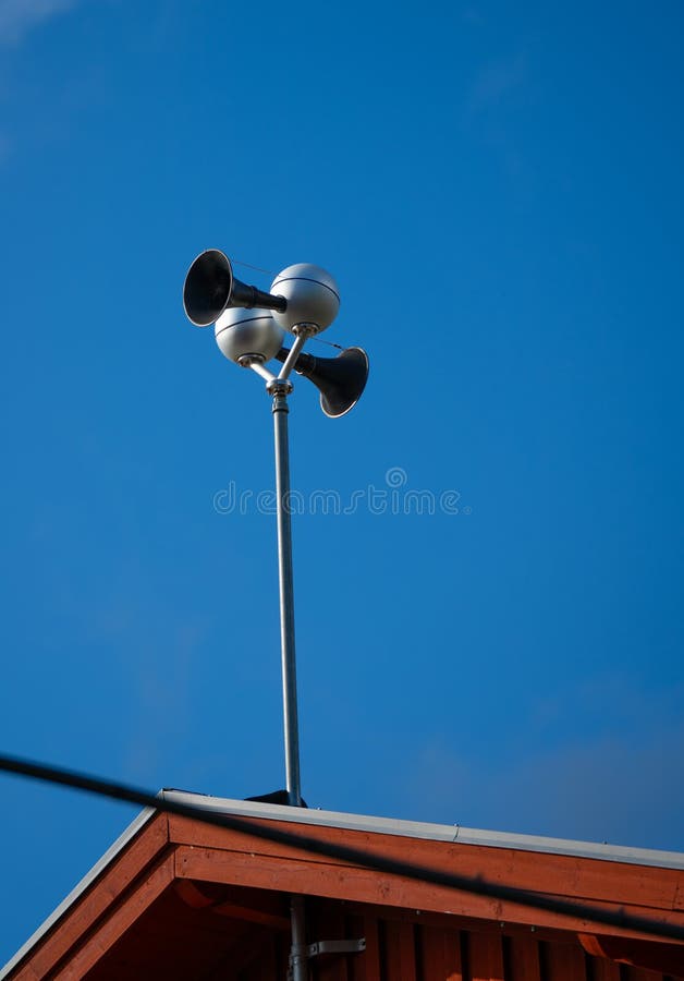 Air Raid Sirens on a Roof Top.. Stock Image - Image of house, blue ...
